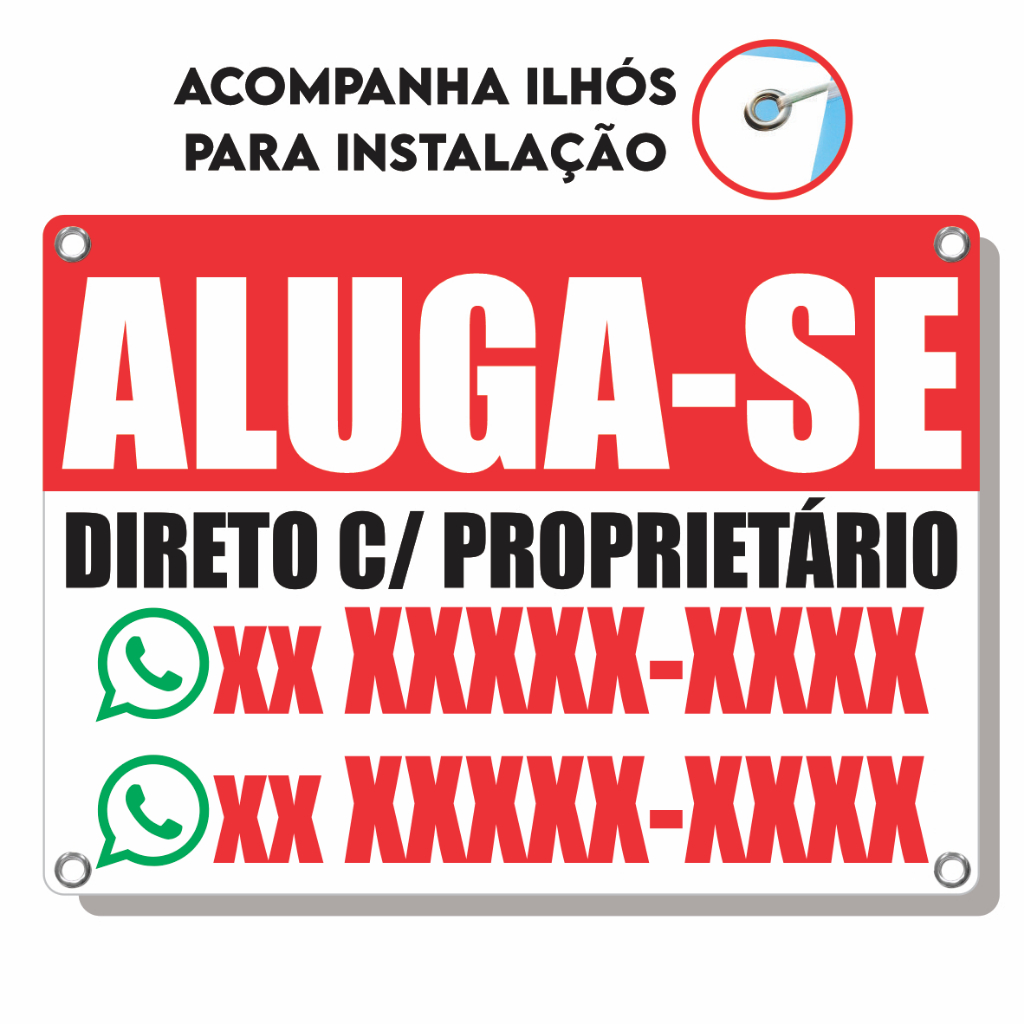 Placa de Aluga-se Personalizável 30x40cm PVC 1mm Resistente | Shopee Brasil