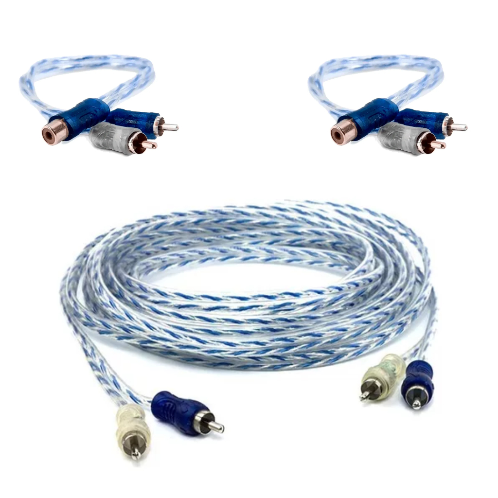 Kit Cabo Som Automotivo Injetado Rca 5 Metros E 2 Cabos Y Carro Para ...
