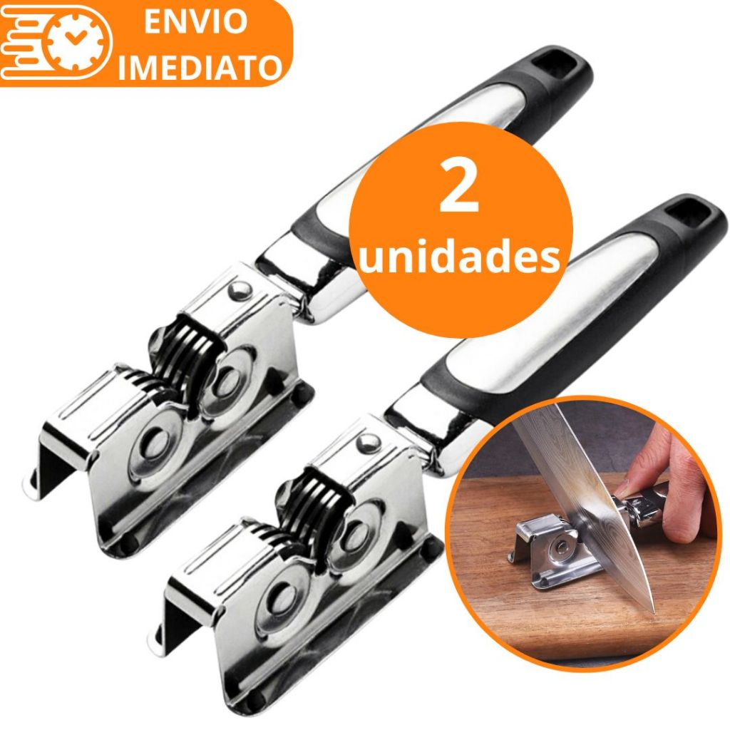 KIT 2 Afiador Amolador de Facas Aço Inox 3 Laminas Profissional para ...