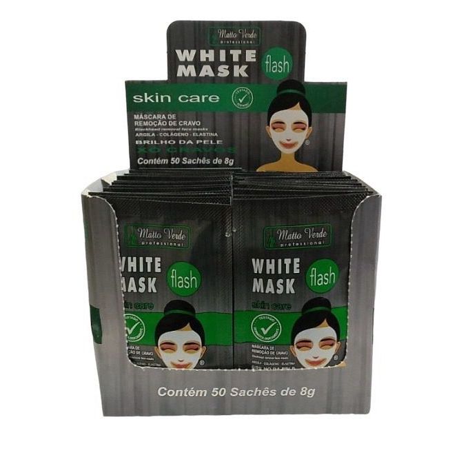 Box Máscara Facial White Mask Xô Cravos Sachê 8g Matto Verde 50 ...