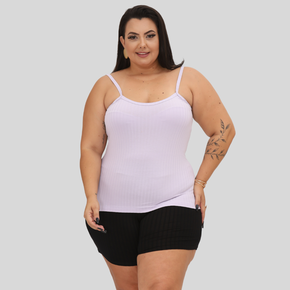 Regata de Alcinha Canelada Plus Size Lavinia | Shopee Brasil