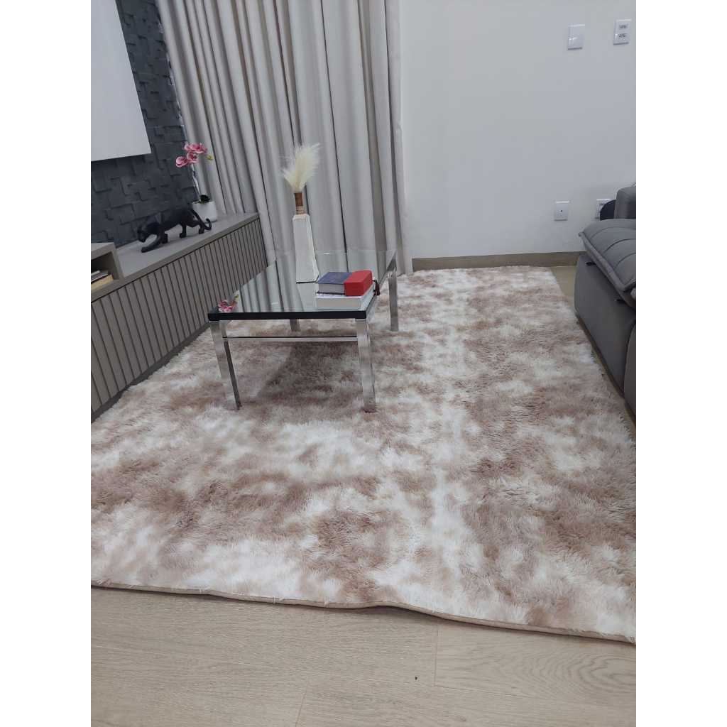 Tapete Creme Mesclado Peludo 3,00x2,00 Sala e Quarto | Shopee Brasil