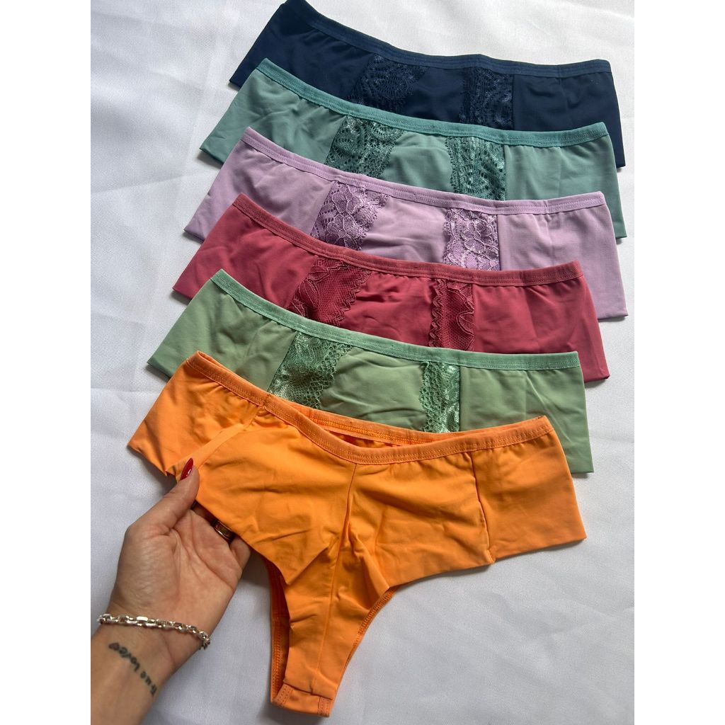 Kit 3 Calcinha Pala Dupla Conforto Premium microfibra poliamida fio ...