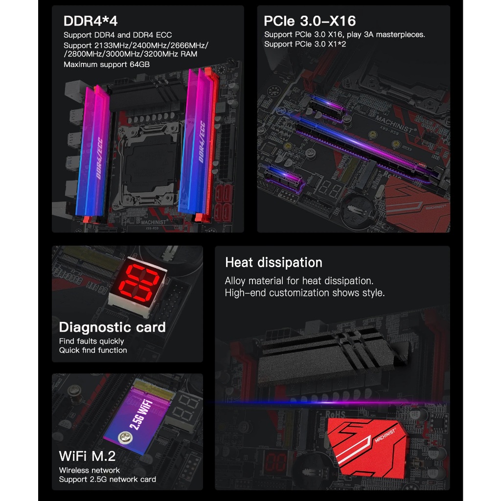 Placa mãe Machinist RS9 X99 LGA 2011 V3 | Shopee Brasil