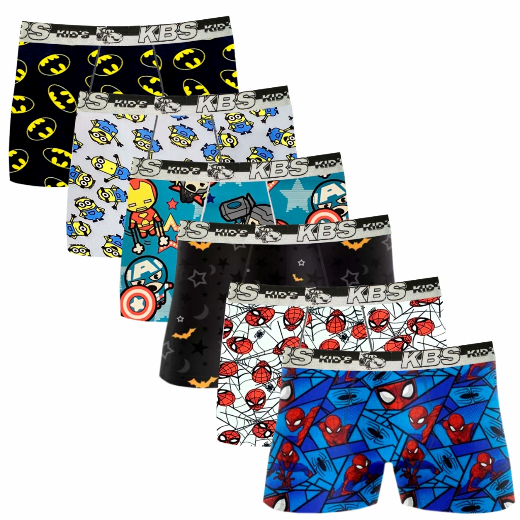 Kit 10 Cuecas Box Infantil Microfibra Original Cueca Boxer para ...