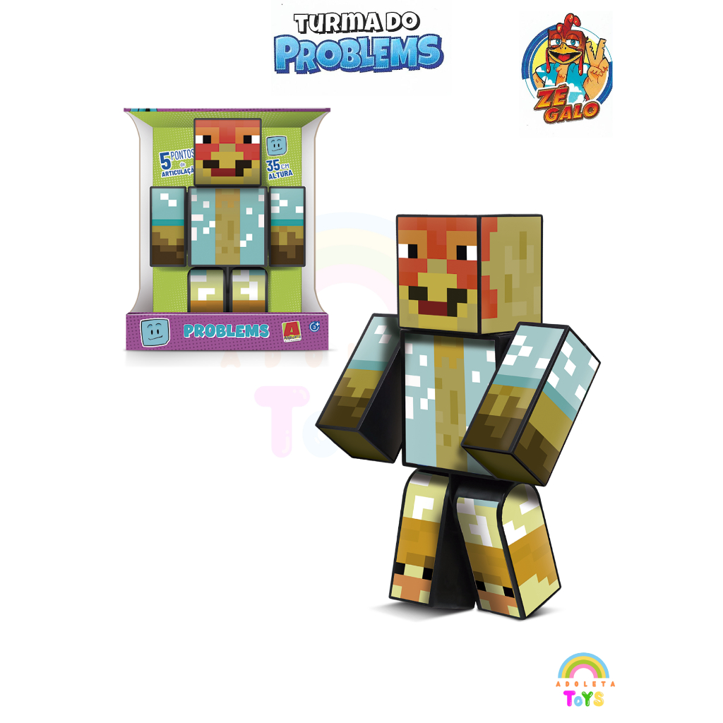 Boneco Zé Galo Turma do Problems 35 cm Minecraft Original | Shopee Brasil