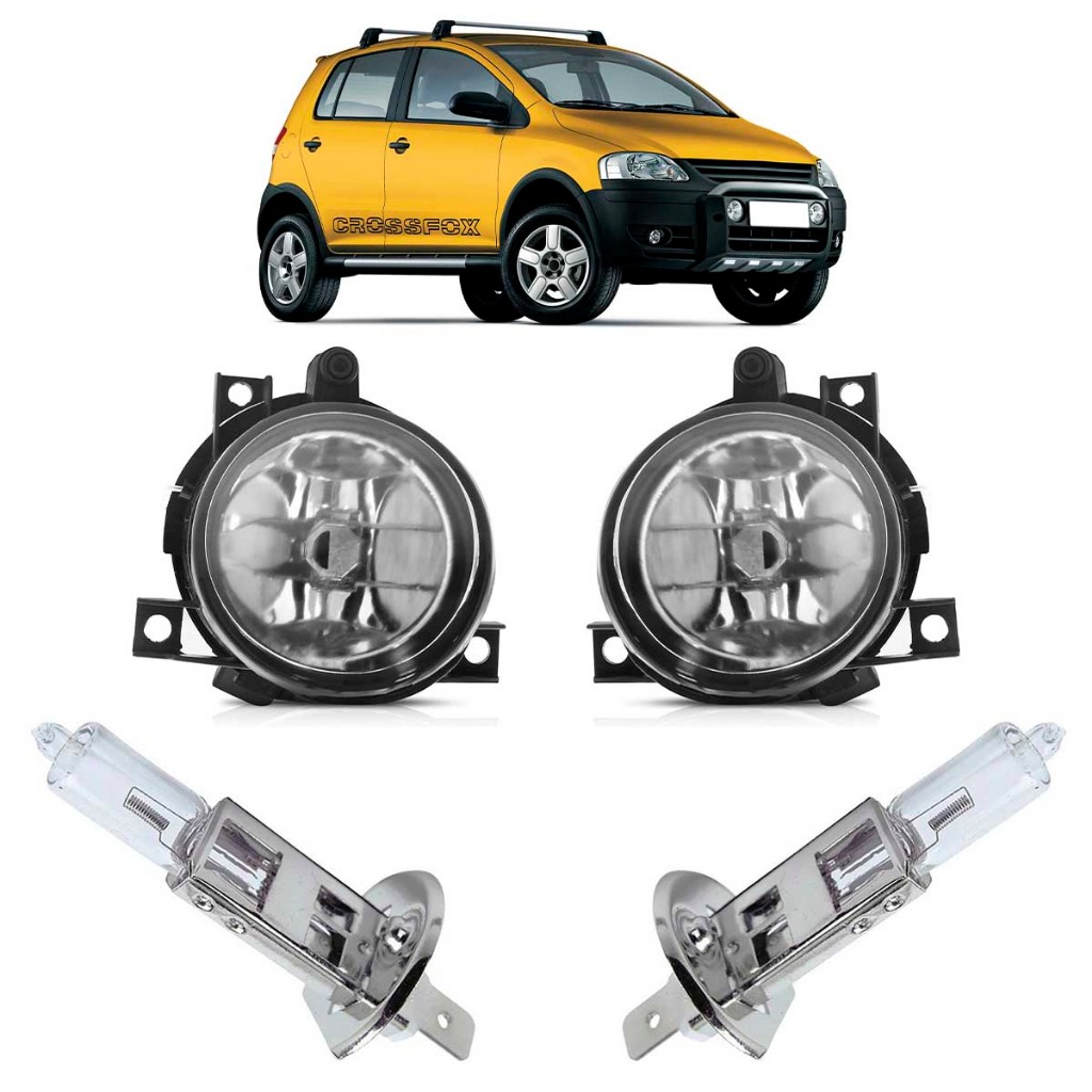 Kit Farol Milha Auxiliar + Lâmpada H3 Crossfox 2005 2006 2007 2008 2009 ...