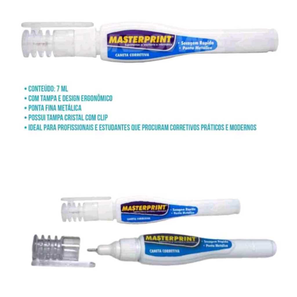 Corretivo em Caneta 7ml Caneta Corretiva Escolar Escritório Masterprint ...