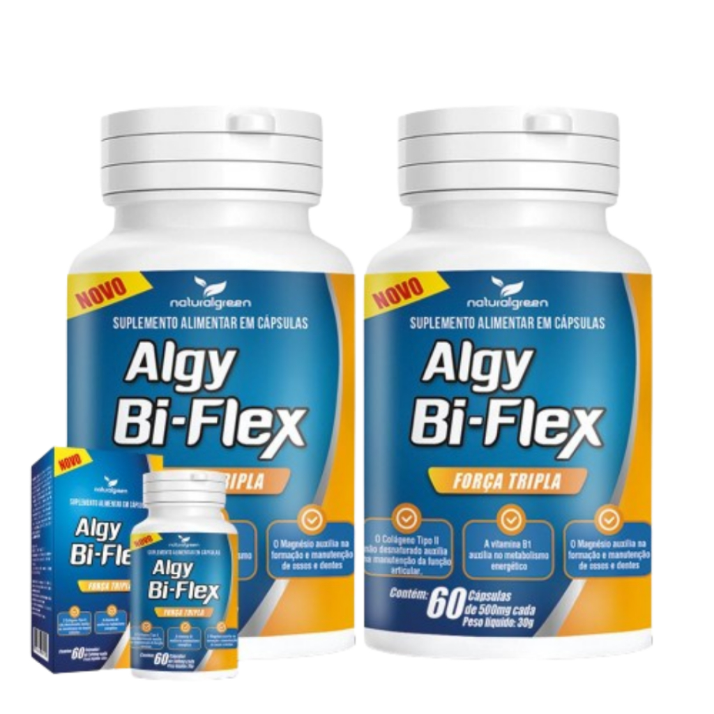Kit 2 Algy Bi Flex - Colágeno Tipo II + Vitamina B1 + Magnésio - 120 ...