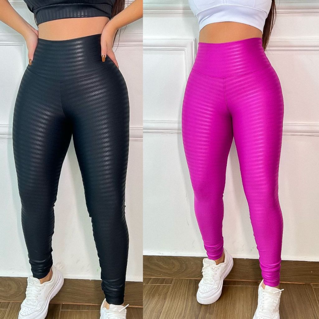 Kit Com 2 Calca Leg Cirre 3d Brilhosa Para Academia | Shopee Brasil