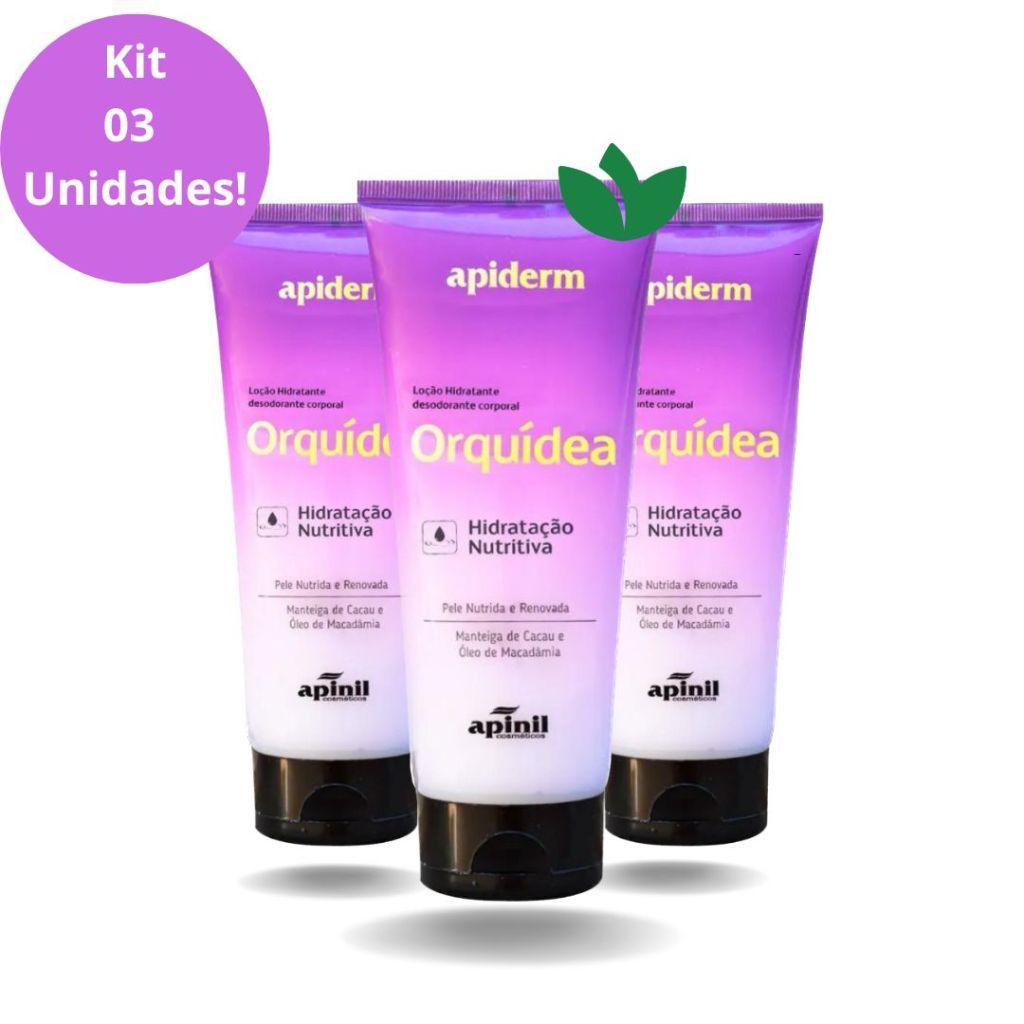 KIT 3 Hidratante Corporal ORQUÍDEA Creme Loção Desodorante Apiderm 190g ...