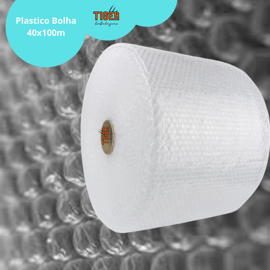 Rolo De Plástico Bolha 40 Cm X 100 Metros - 25 micras para E-commerce ...