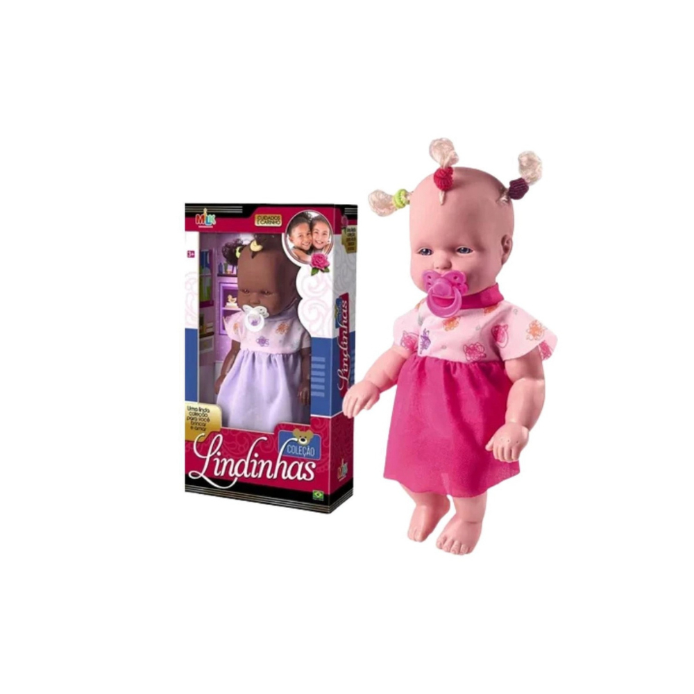 Boneca Infantil Coleção Lindinhas Negra/Branca - REF 606 - MILK ...