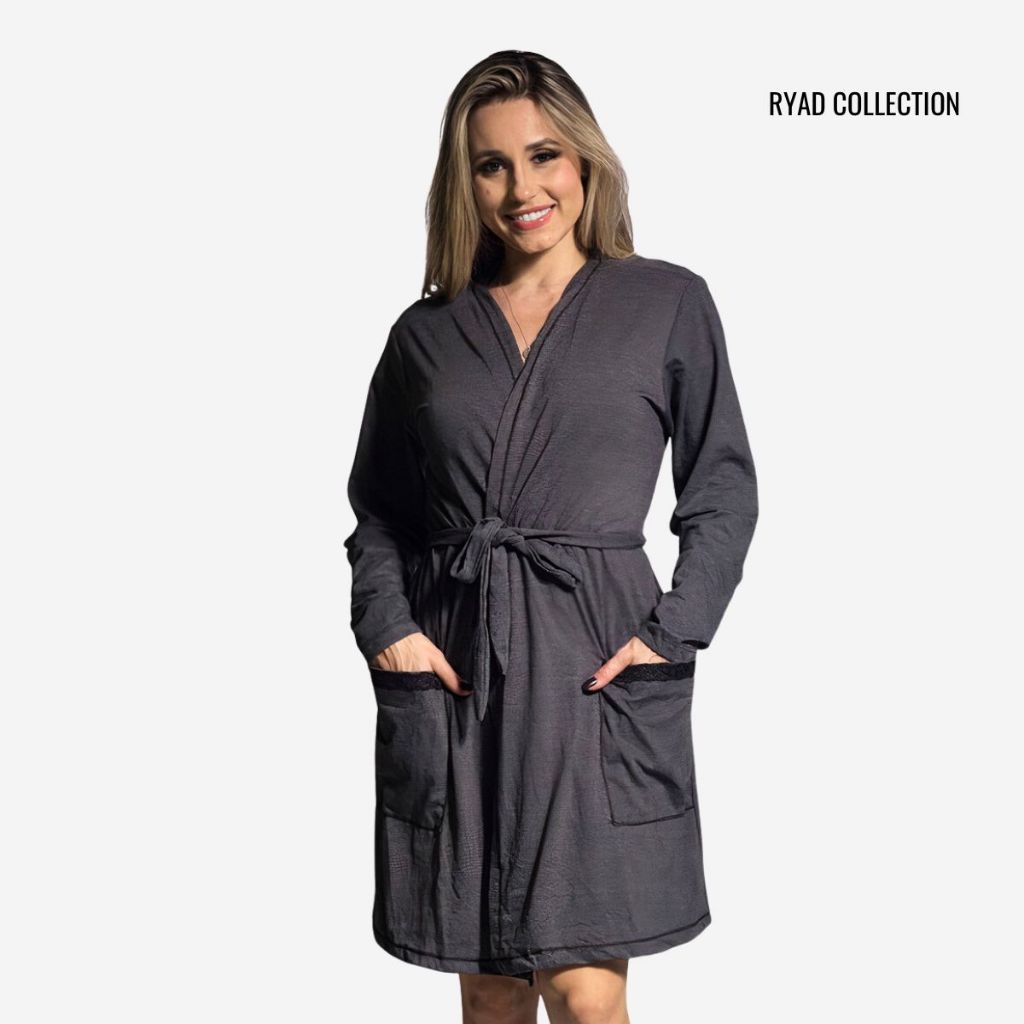 Roupão Robe Feminino Algodão Longo Malha Algodão | Shopee Brasil