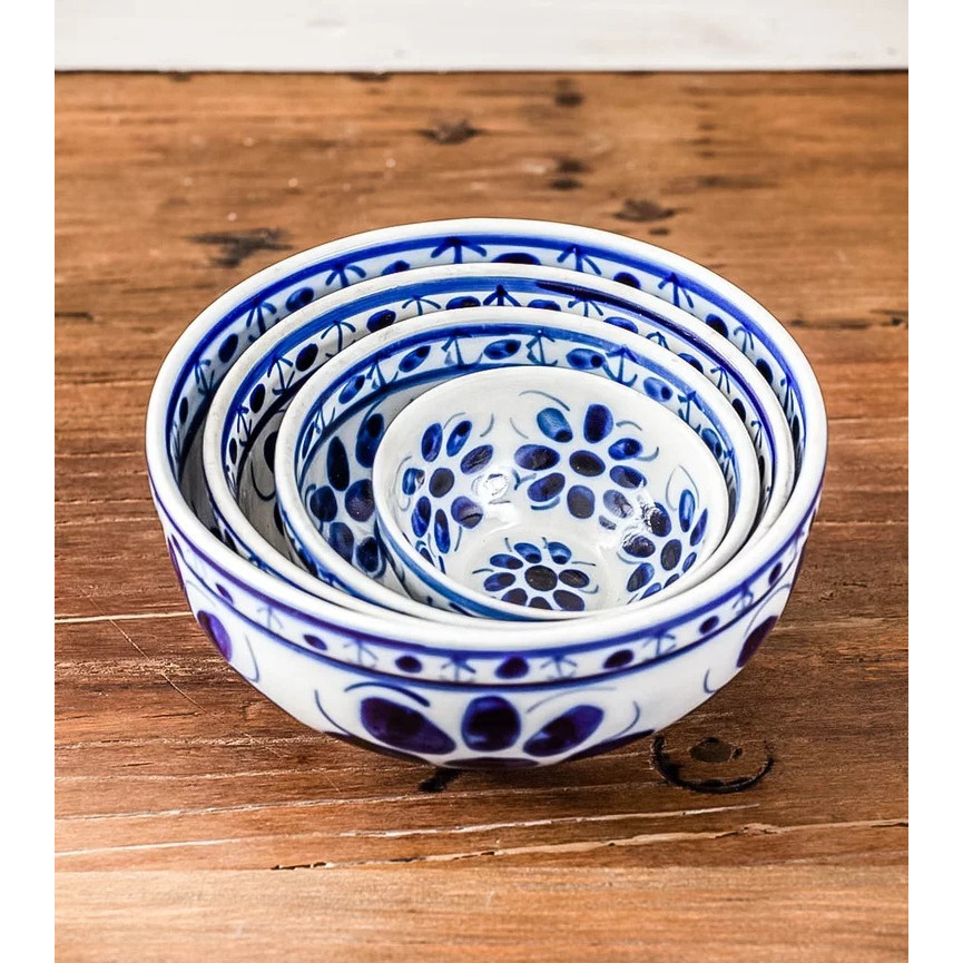 Jogo de 4 Tigelas em Porcelana Azul Colonial - Porcelana Monte Sião ...