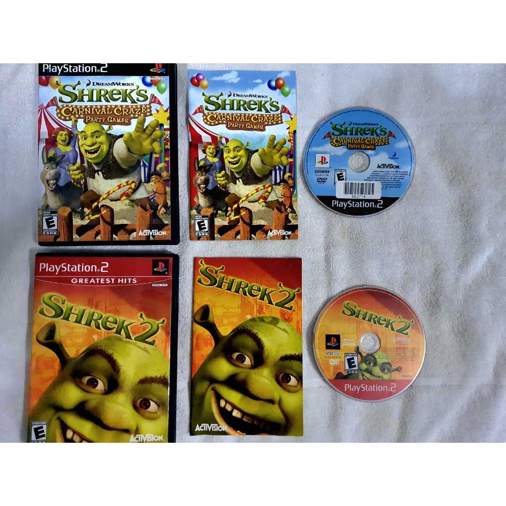 Playstation 2 Shrek Carnival Crazy Party Games + Shrek 2 * NTSC ...
