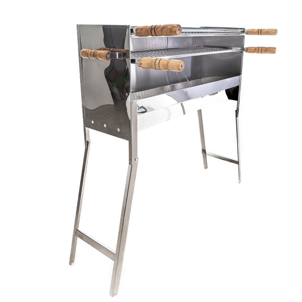 Churrasqueira Espeto Inox Dobrável Com 2 Grelha Tipo Moeda Medidas ...