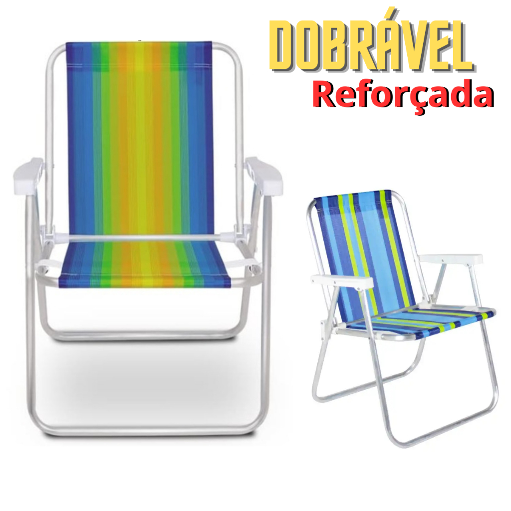 Cadeira De Praia Dobrável Para Piscina Pasks Reforçada Grande 76x48 Cm ...