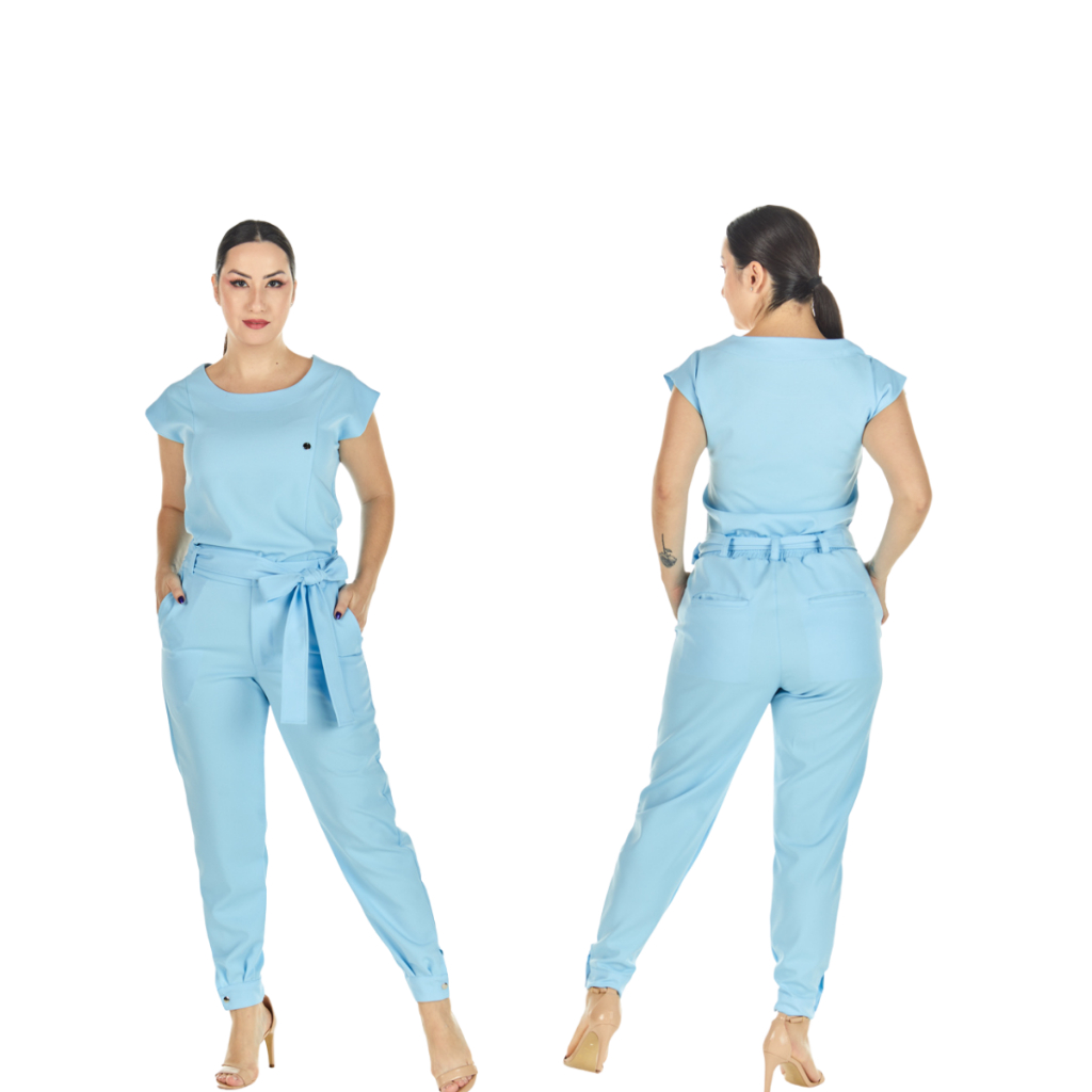 Conjunto Scrub Muscle Azul Bebê Escritorio Clinica Conforto | Shopee Brasil