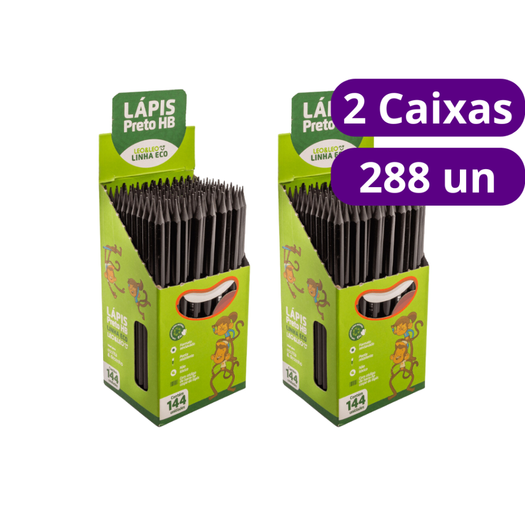 LAPIS GRAFITE PRETO HB LINHA ECO SEXTAVADO 2 CAIXAS C/ 144 UN - LEONORA | Shopee Brasil
