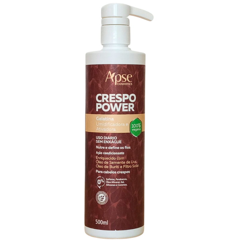 Gelatina Apse Crespo Power Ativadora de Cachos - 500ml | Shopee Brasil