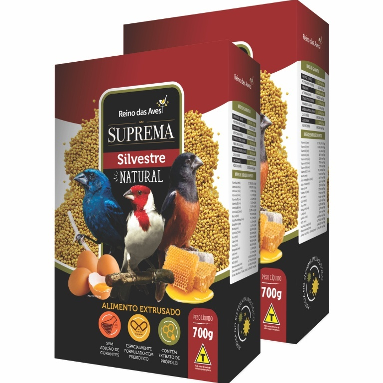 Kit 2un Suprema Silvestre Natural Extrusada Curió Bicudo Azulão Coleira Cardeal 700gr - Reino ...