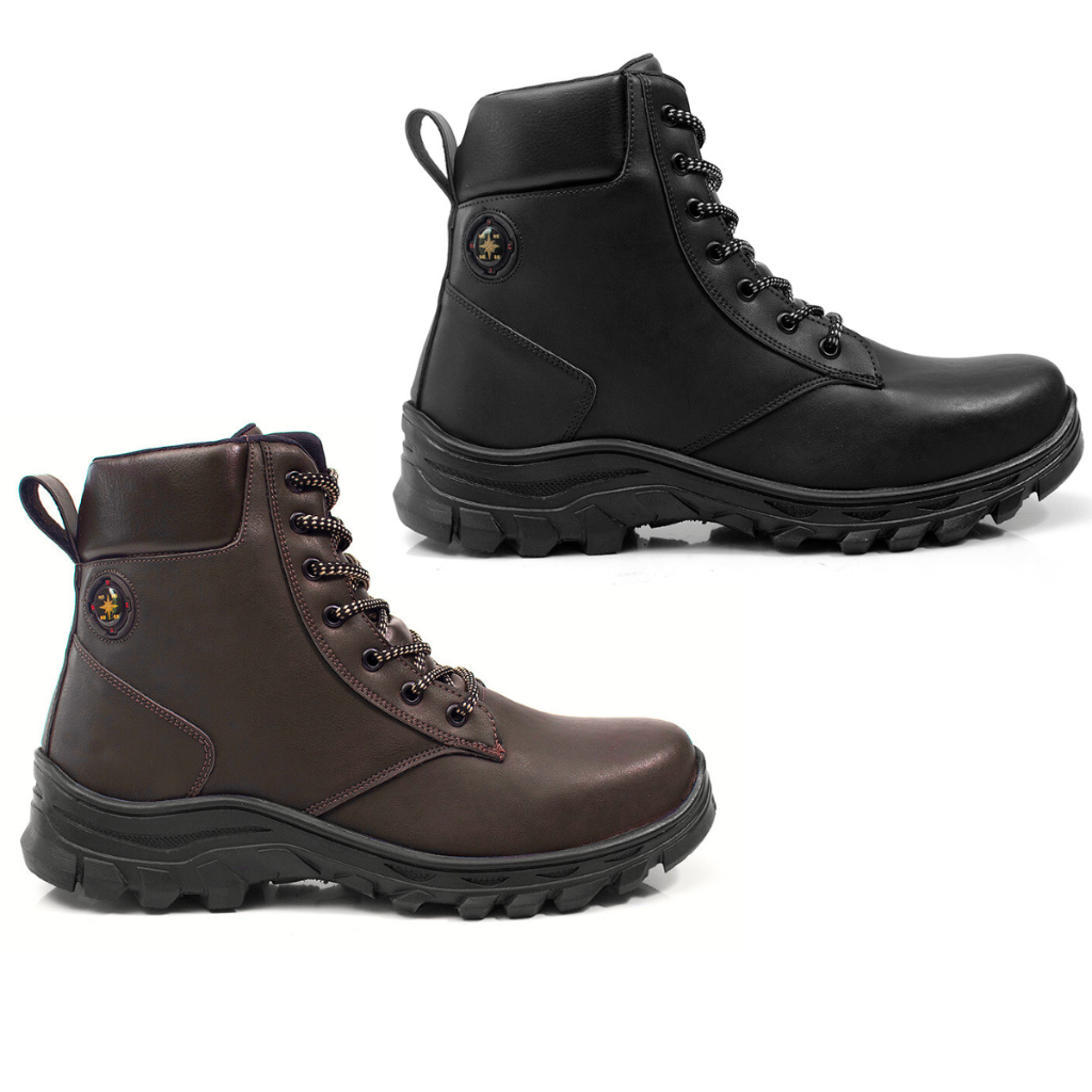 Coturno Masculino Bota Preta Adventure Militar Motoqueiro Cano Alto ...