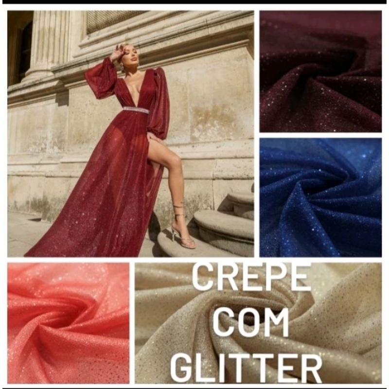 TECIDO CREPE COM GLITTER ( 3m × 1,50m ) | Shopee Brasil