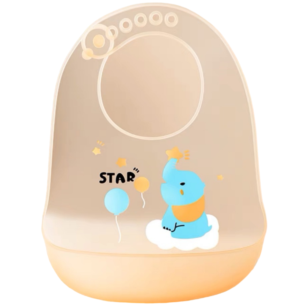 Babador Cat World Em Silicone Transparente Com Pega-migalhas Elefante ...