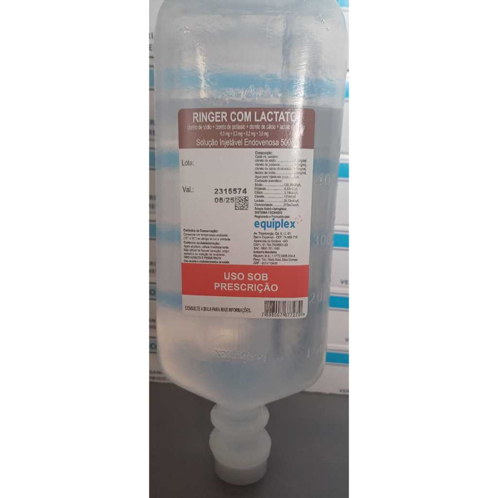 RINGER C/LACTATO 500 ML SISTEMA FECHADO FRASCO - EQUIPLEX | Shopee Brasil