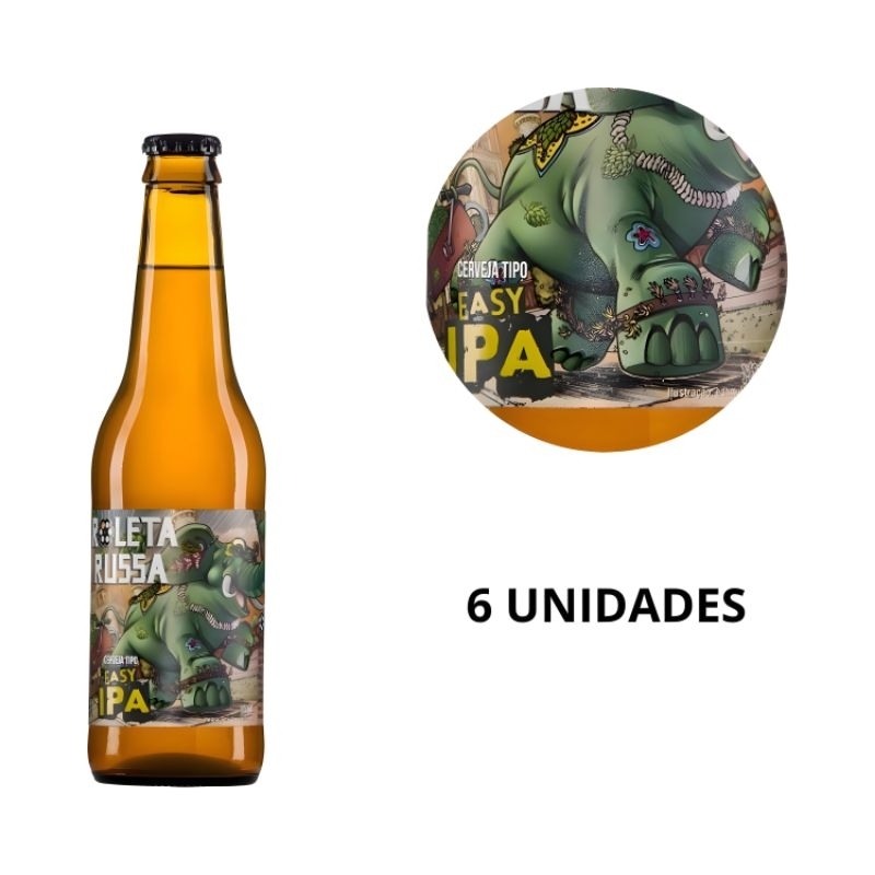 CERVEJA ROLETA RUSSA EASY IPA LONG NECK 6 UNIDADES ARTESANAL | Shopee ...