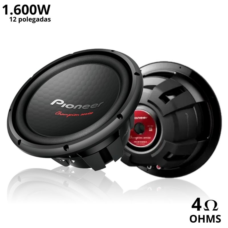 Subwoofer Pioneer 12 Pol. 1600W Max - 4 ohms TS-W312S4 - Alto falante Pioneer Cara preta 12 ...