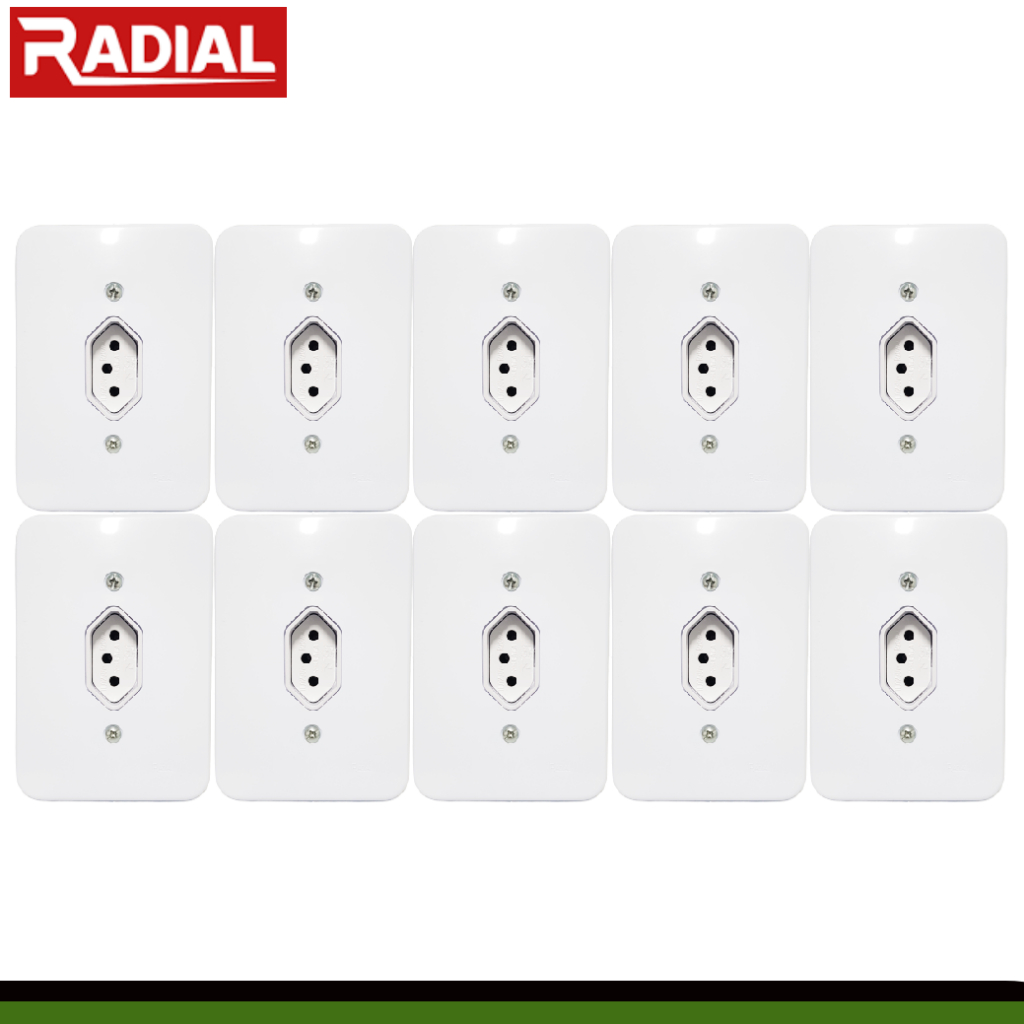 Kit 10un Tomada Simples 10A Completa 110v-220v Radial | Shopee Brasil