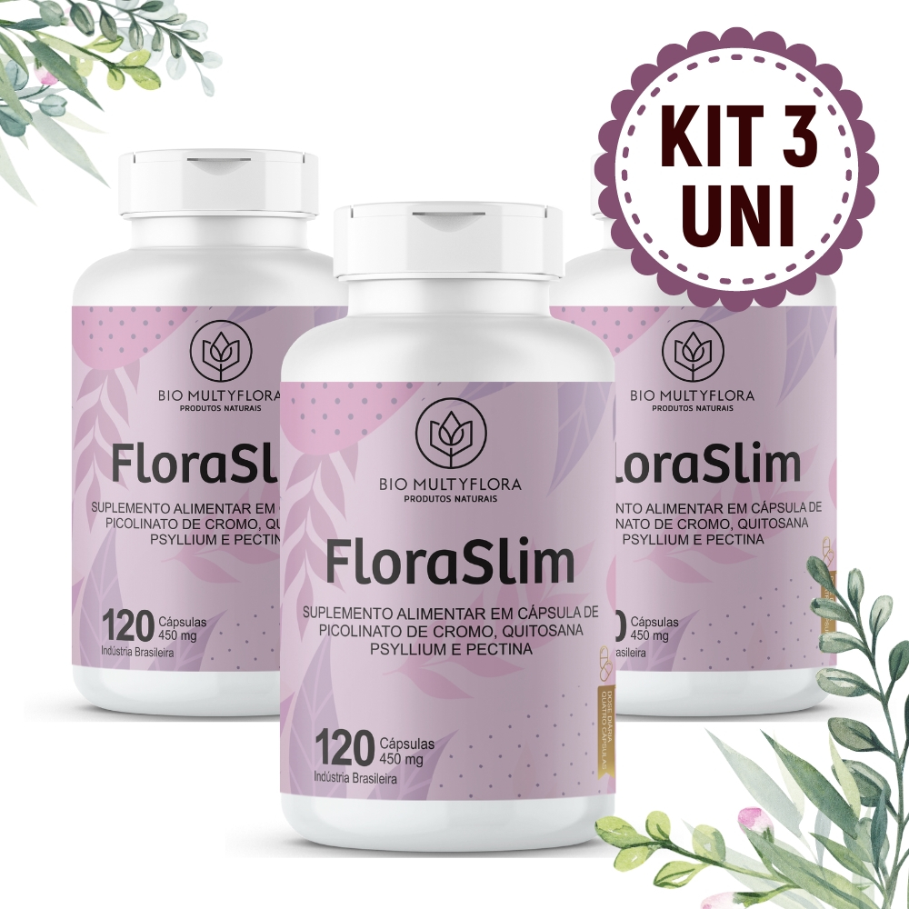Kit 3 FloraSlim 120 Cápsulas Duras 450mg Suplemento Alimentar Auxilia ...
