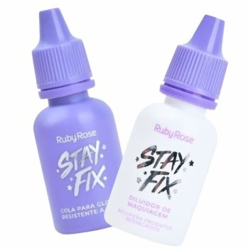 Ruby Rose Stay Fix Kit Com 2- Diluidor De Maquiagem & Cola Glitter HB ...