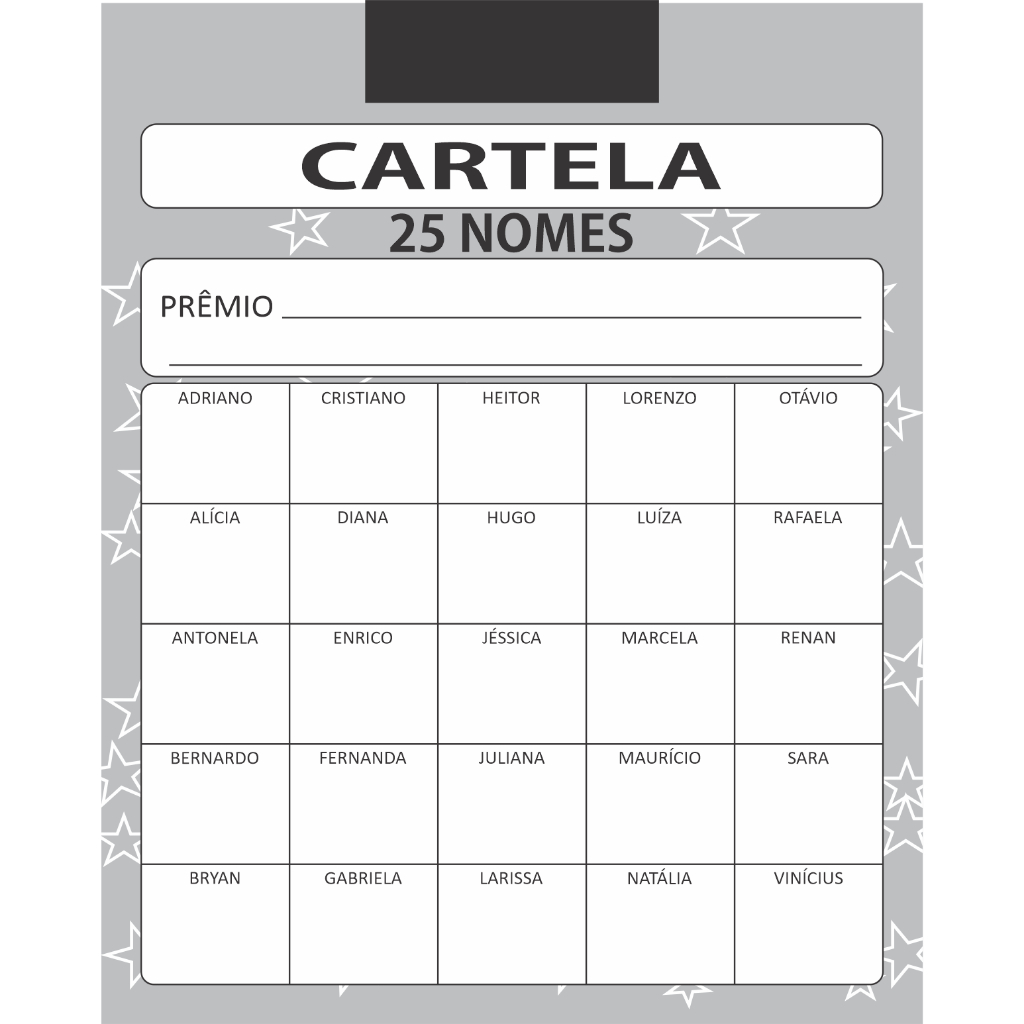 PACOTE DE CARTELA DE RIFA DE 25 NOMES CORES SORTIDAS 50 UNIDADES TAMOIO (MODELO NOVO) | Shopee ...