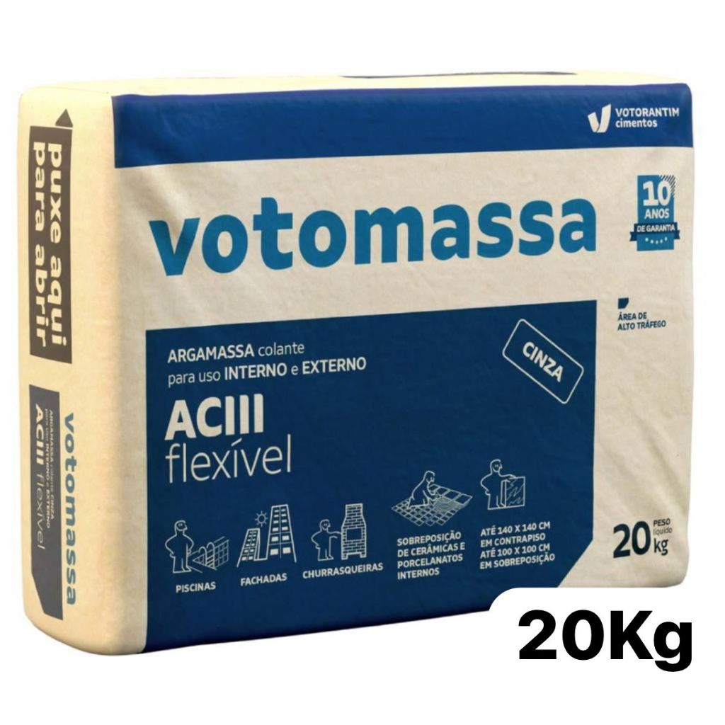 Argamasa AC-3 Flexivel Piso Sobre Pisos e Porcelanatos 20 Kg -Votomassa ...