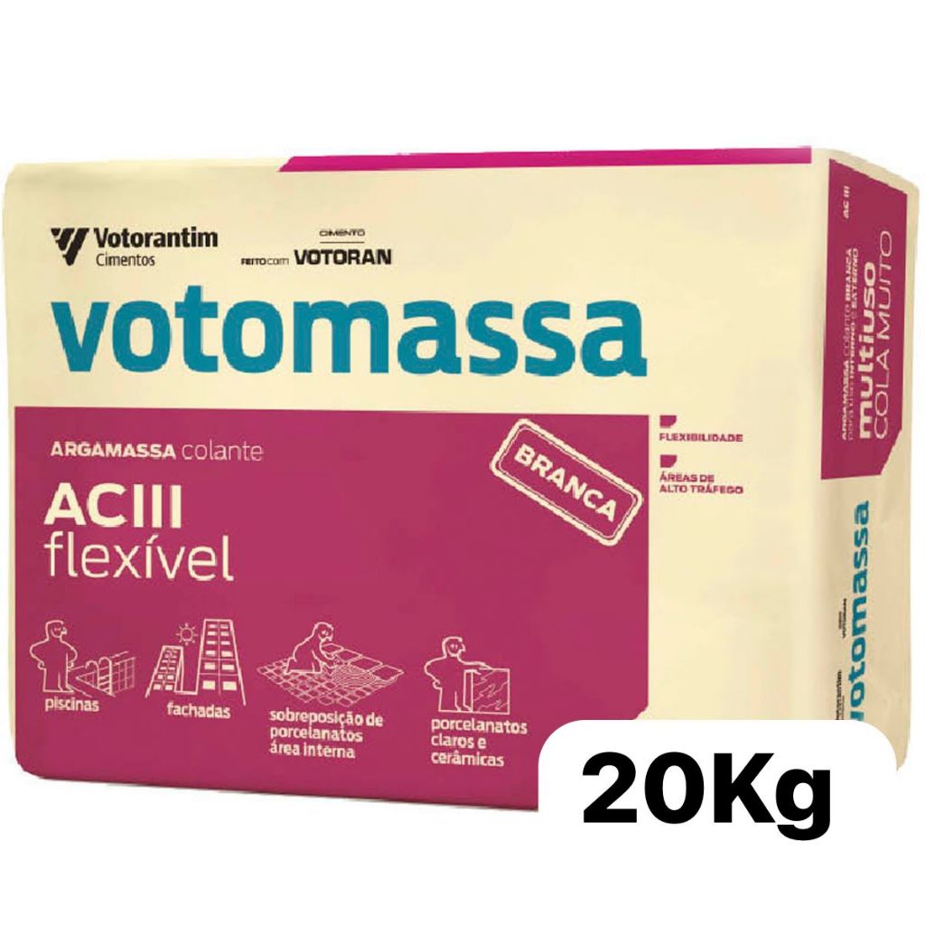 Argamasa AC-3 Flexivel Branca Piso Sobre Pisos e Porcelanatos 20 Kg ...