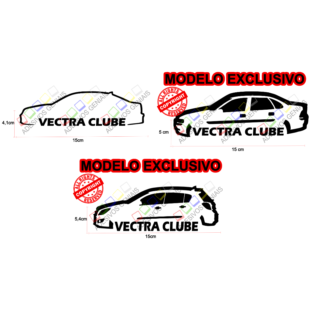 Adesivos Clube do Carro Chevrolet Vectra A, B e C, GT GTX - Todos os ...