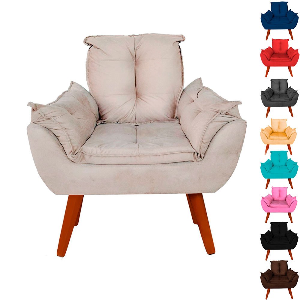 Poltrona Decorativa Suede Varias Cores Rosê, Bege, Vermelho, Preto Para ...