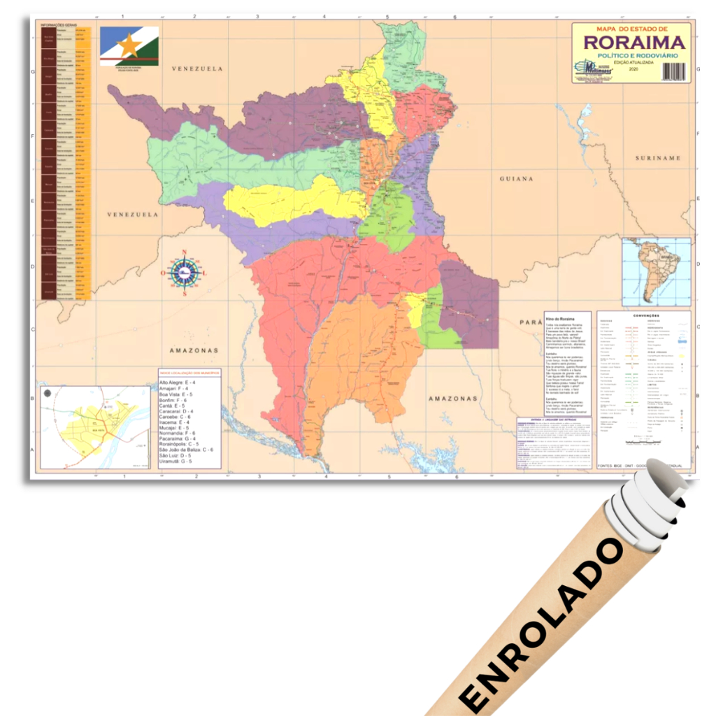 Mapa Estado De Roraima Politico Poster Geografico | Shopee Brasil