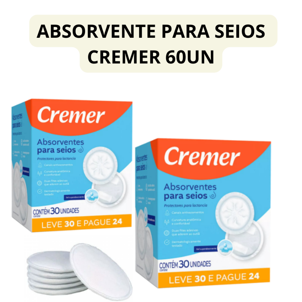 Kit 60un Absorvente Para Seios Pós Parto Cremer 60un | Shopee Brasil