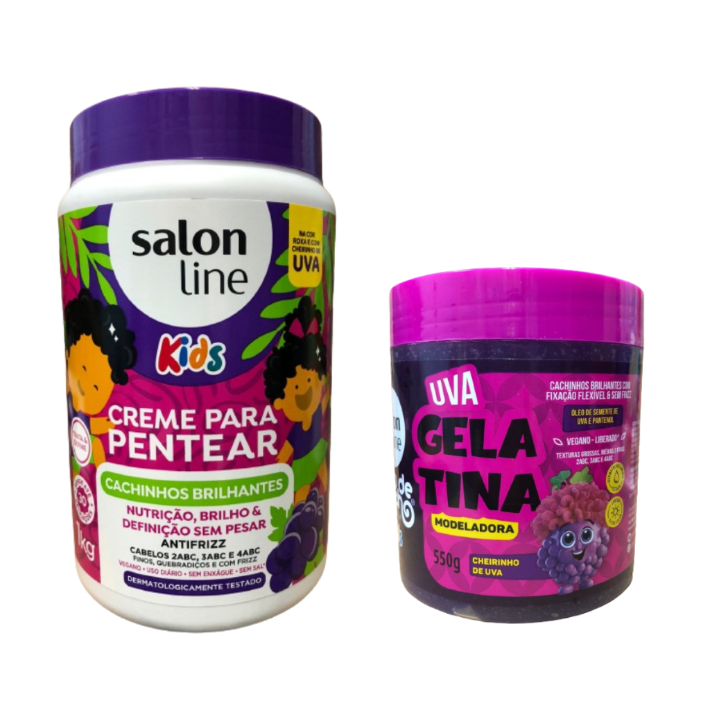 Salon Line Kit Gelatina 550g e Creme para Pentear 1Kg Cheirinho de Uva ...