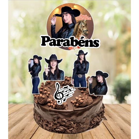 TOPPER TOPO DE BOLO ANA CASTELA PARABÉNS - DECORAÇÃO TEMA | Shopee Brasil