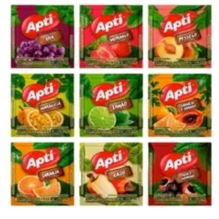 Kit 15 Suco Refresco em Pó Sabores Sortidos APTI - Sem Gluten | Shopee Brasil