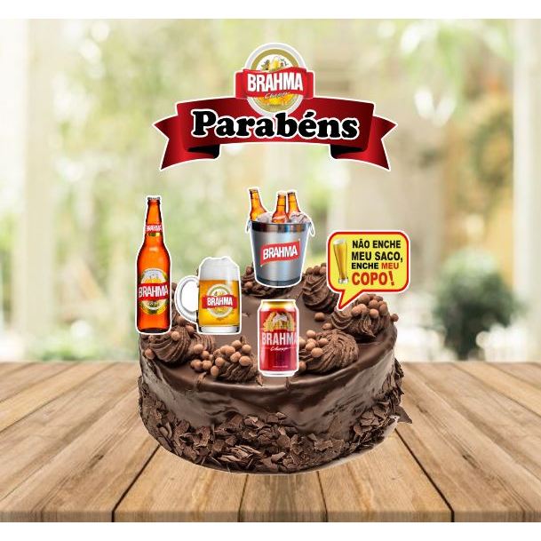 TOPPER TOPO DE BOLO BRAHMA PARABÉNS - DECORAÇÃO TEMA | Shopee Brasil