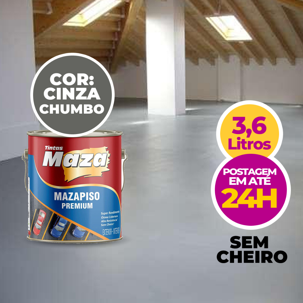 Tinta Acrílica para Piso Premium Cor Chumbo Maza Para Pisos Cimentados ...