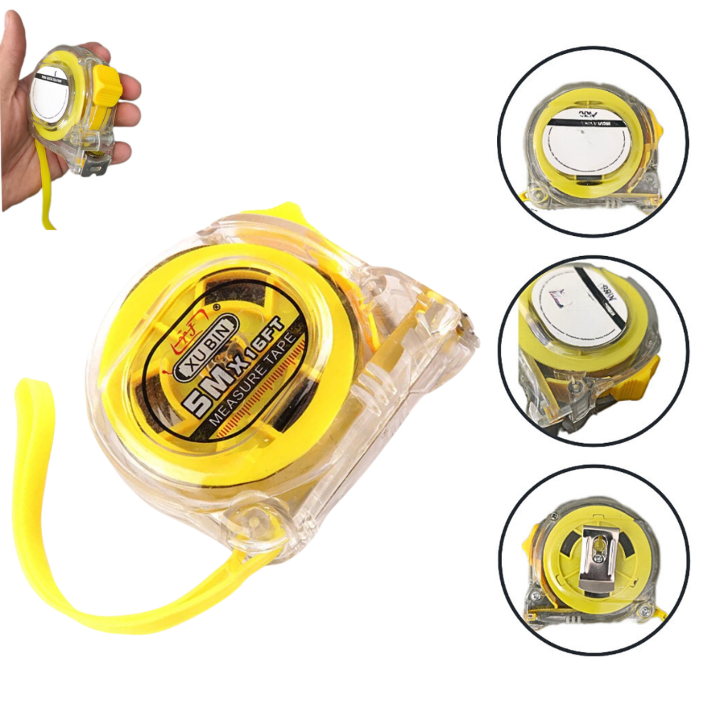 Trena Métrica Manual 5 Metros Com Trava Acrílico Transparente Aço ...