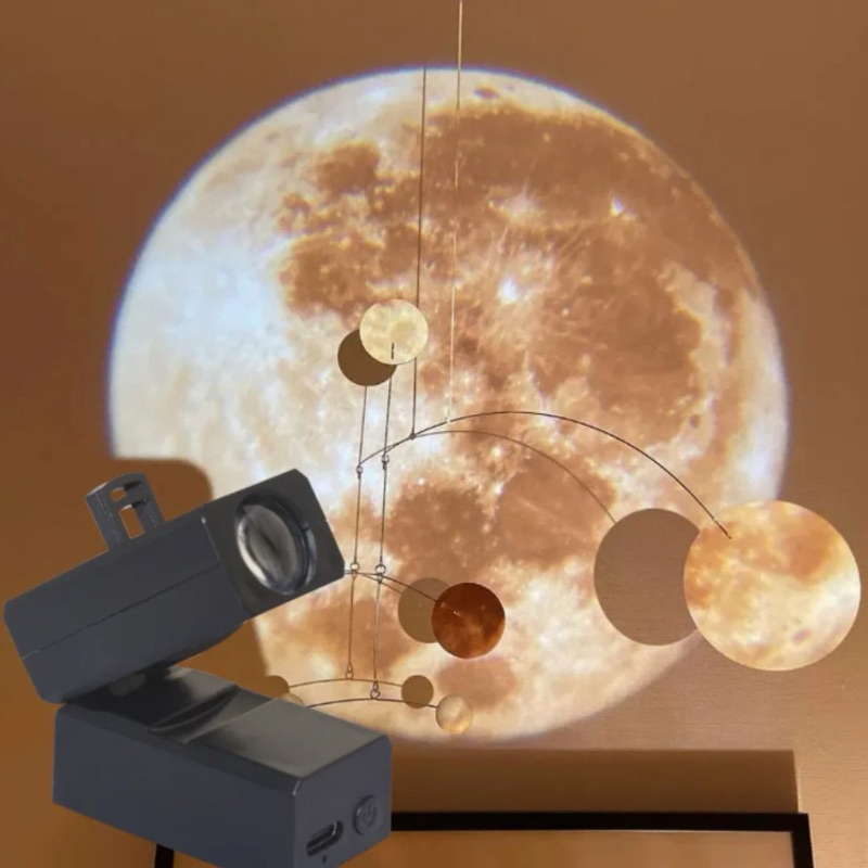 Refletor Projetor Lua Lâmpada ajustável LED Moon Projector mini ...