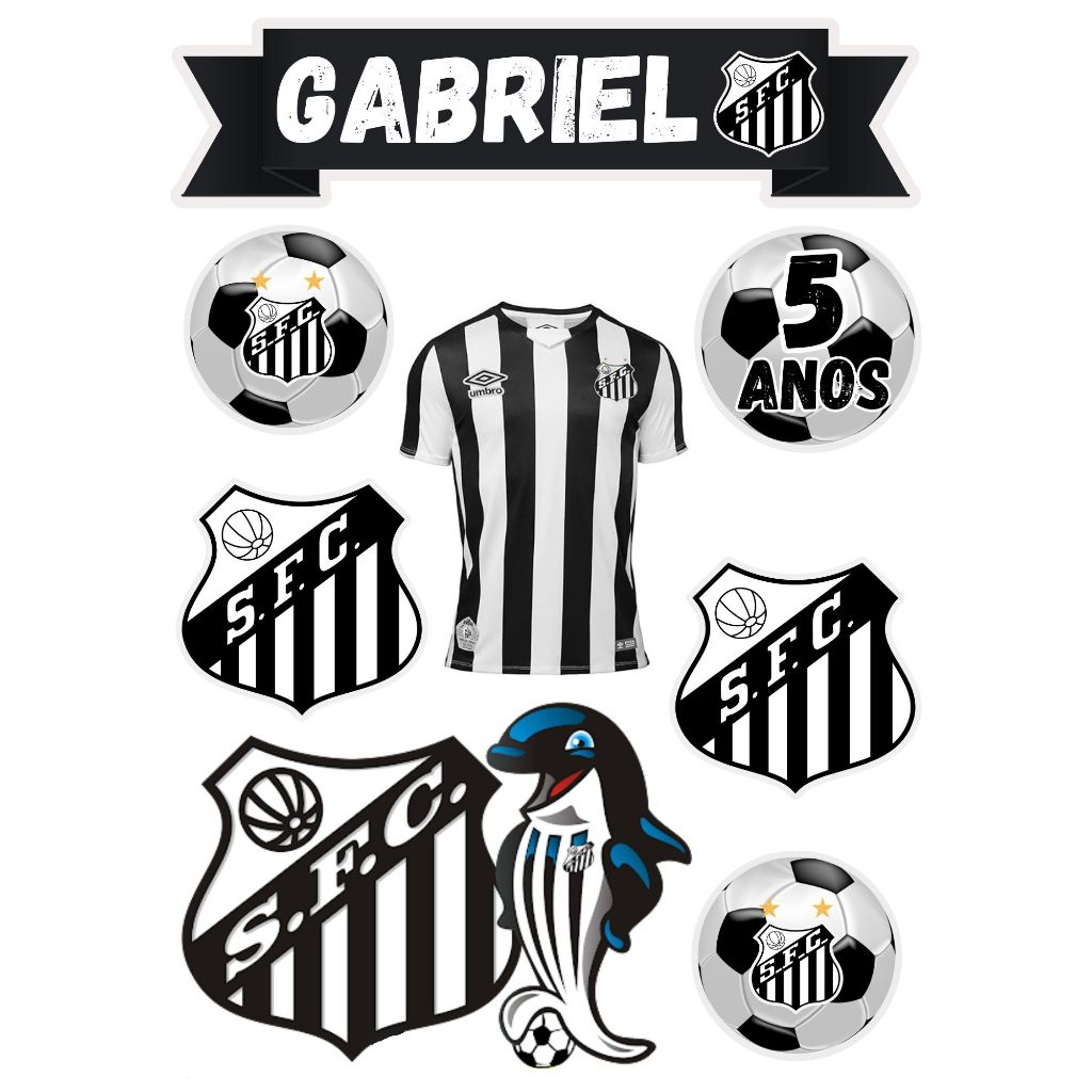 Topo Topper De Bolo Santos Time Futebol Personalizado Aniversário ...